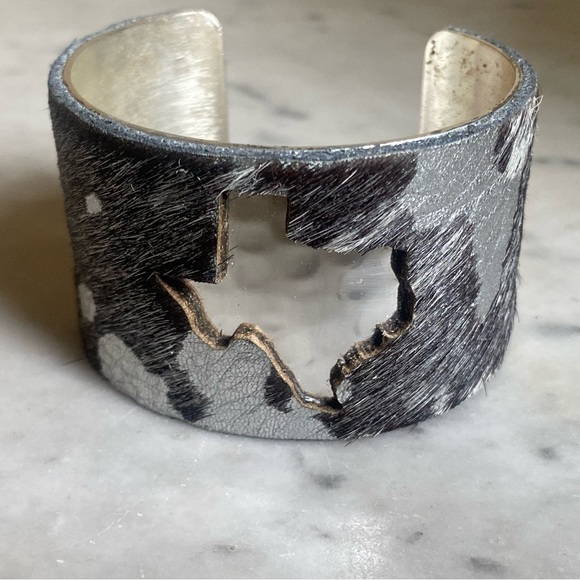 Rustic Cuff | Jewelry | Rustic Cuff Texas Metallic Silver Leather ...
